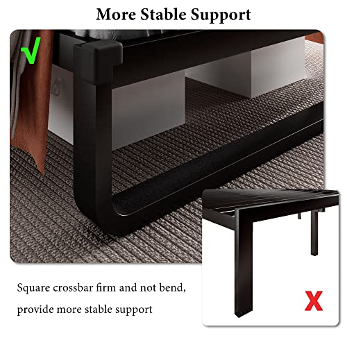 iPormis Twin Size Metal Bed Frame with Faux Leather Headboard, Curved Platform Bed Frame, Thicker Metal Steel Slats Support, 12'' Under-Bed Space, Noise-Free, Easy Assembly, Black