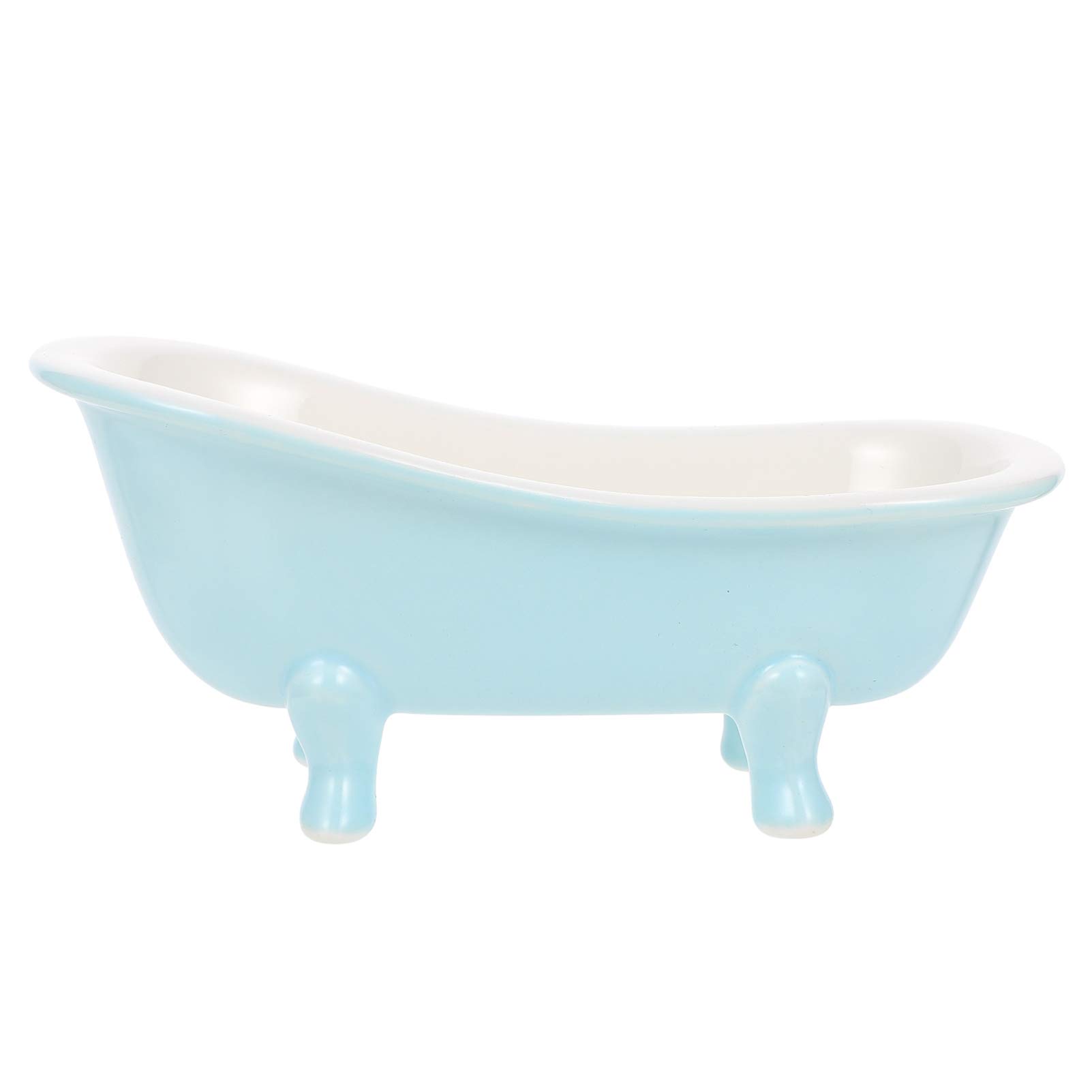 DOITOOL Ceramic Salad Bowl 200ml Cute Bathtub Shape Yogurt Ice Cream Bowl Pudding Cup Fruit Serving Dish Soap Holder for Home Kitchen (Blue)