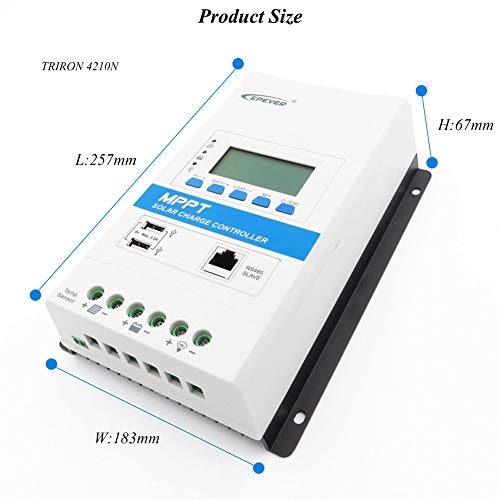 EPEVER Latest MPPT 40A Solar Charge Controller, 12V/24V TRIRON 4210N Intelligent Modular-Designed Regulator with Software Moblie APP - Updated Version of Tracer A/an Series