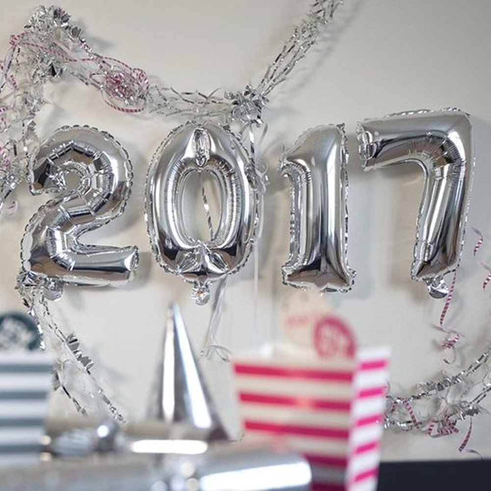 Glanzzeit 16 Inch Silver Foil Balloons Letters A to Z Numbers 0 to 9 for Prom Wedding Birthday Party Decor (Number 1)