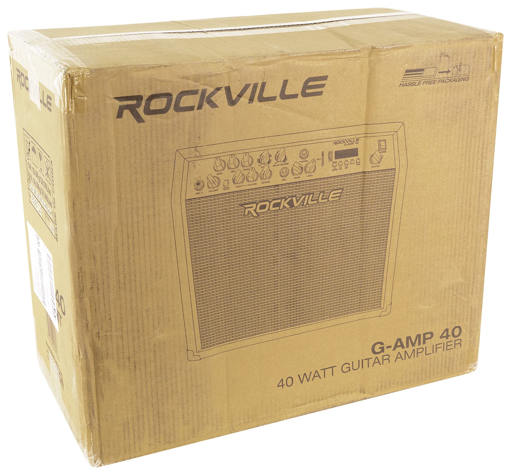 Rockville G-AMP 40 Guitar Combo Amplifier Amp Bluetooth/Mic in/USB/Footswitch Bundle with Rockville PRO-M50 Studio Headphones w/Detachable Coil Cable, Case with Extra Ear Pad