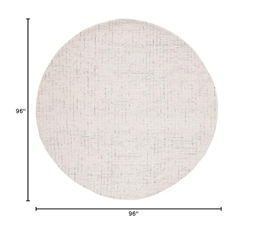 SAFAVIEH Abstract Collection Area Rug - 8' Round, Ivory & Light Grey, Handmade Wool, Ideal for High Traffic Areas in Living Room, Bedroom (ABT468K)