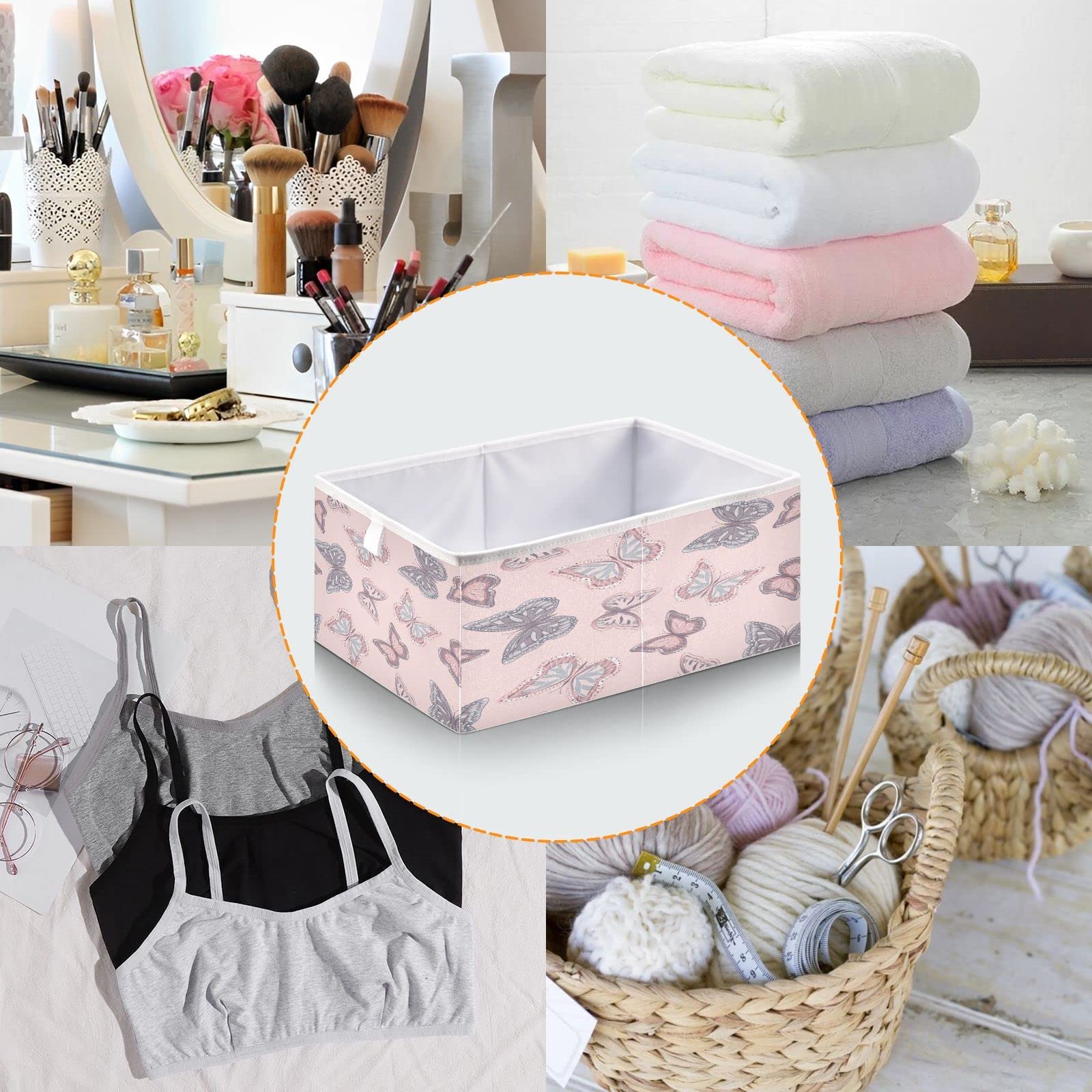 Cube Storage Bin Beautiful Butterflies Foldable Storage Basket Toy Storage Box for Home Organizing Shelf Closet Bins, 11 x 11 x 11-Inch