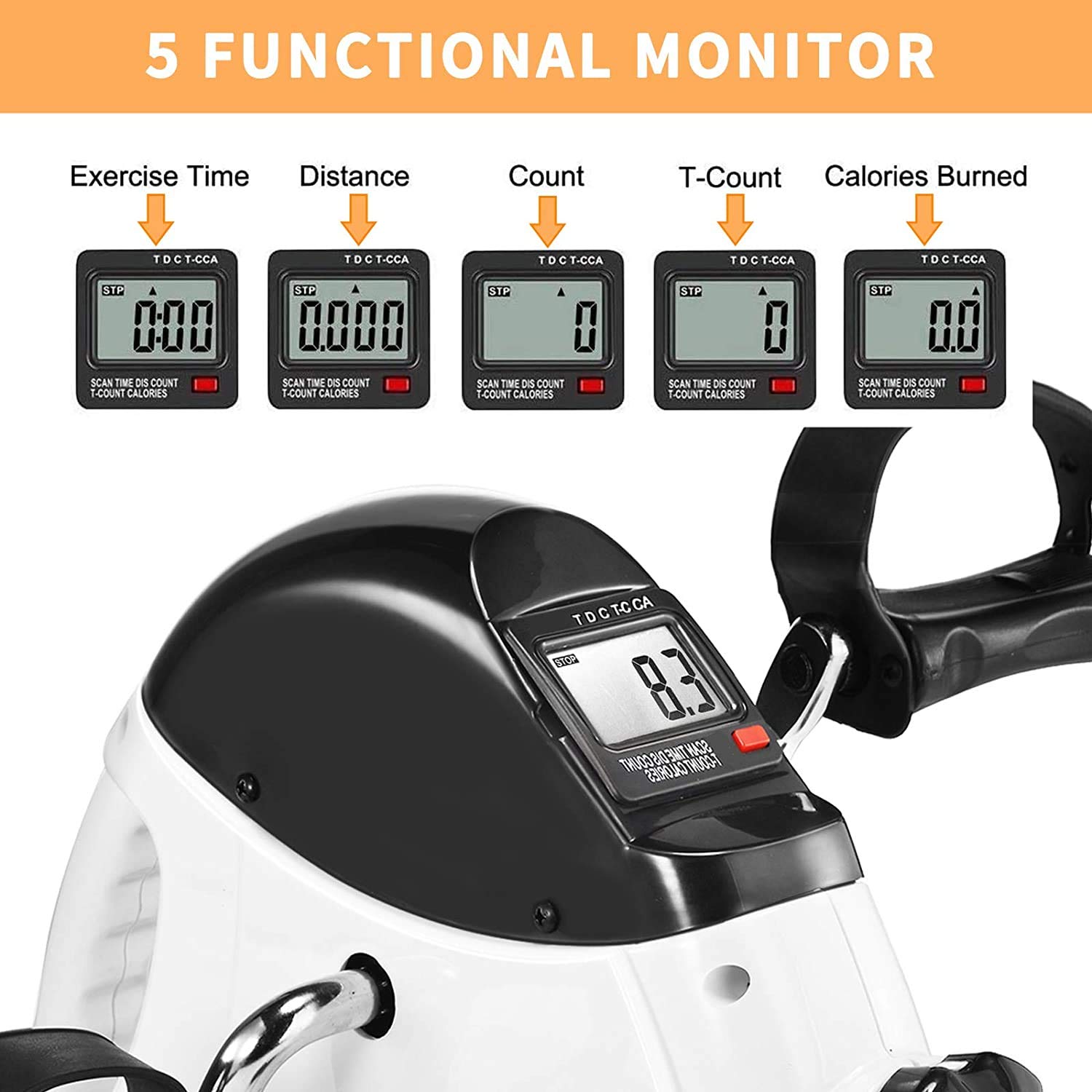 CEWINO Under Desk Bike Pedal Exerciser,Mini Exercise Bike,Portable Foot Peddler Desk Bike for Physical Therapy Leg and Arm Exercisers,Adjustable Sitting Pedal Exerciser for Elderly Men Women