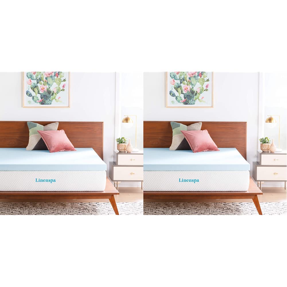 Linenspa 3 Inch Memory Foam Mattress Topper, Gel Infused Full Mattress Topper, CertiPUR-US Certified & 3 Inch Memory Foam Mattress Topper, Gel Infused Twin Mattress Topper, CertiPUR-US Certified