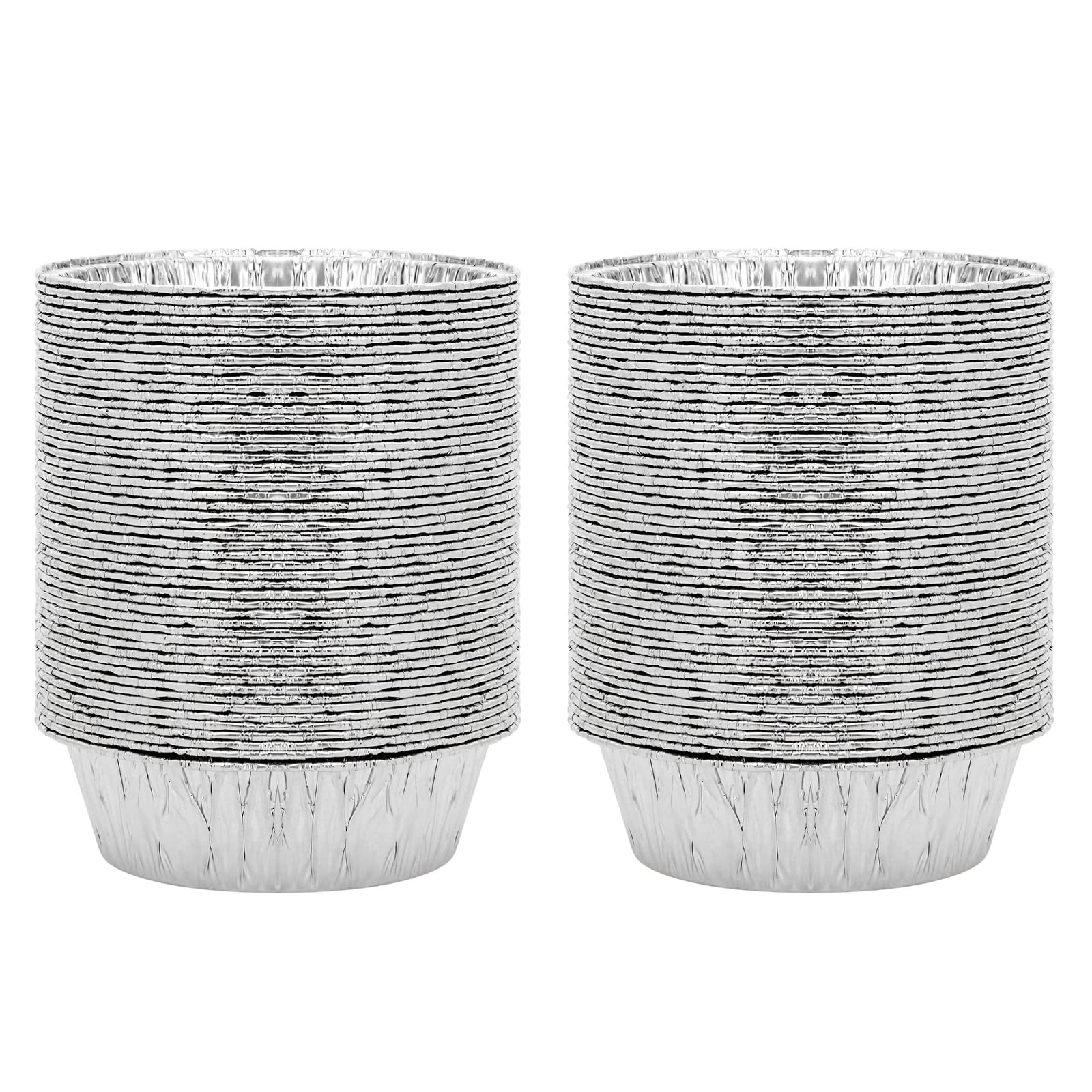 Juvale 100 Pack Mini Individual Pot Pie Pans, Round Disposable Aluminum Tins for Small Business, Catering, Baking, and Cafes (5 In)