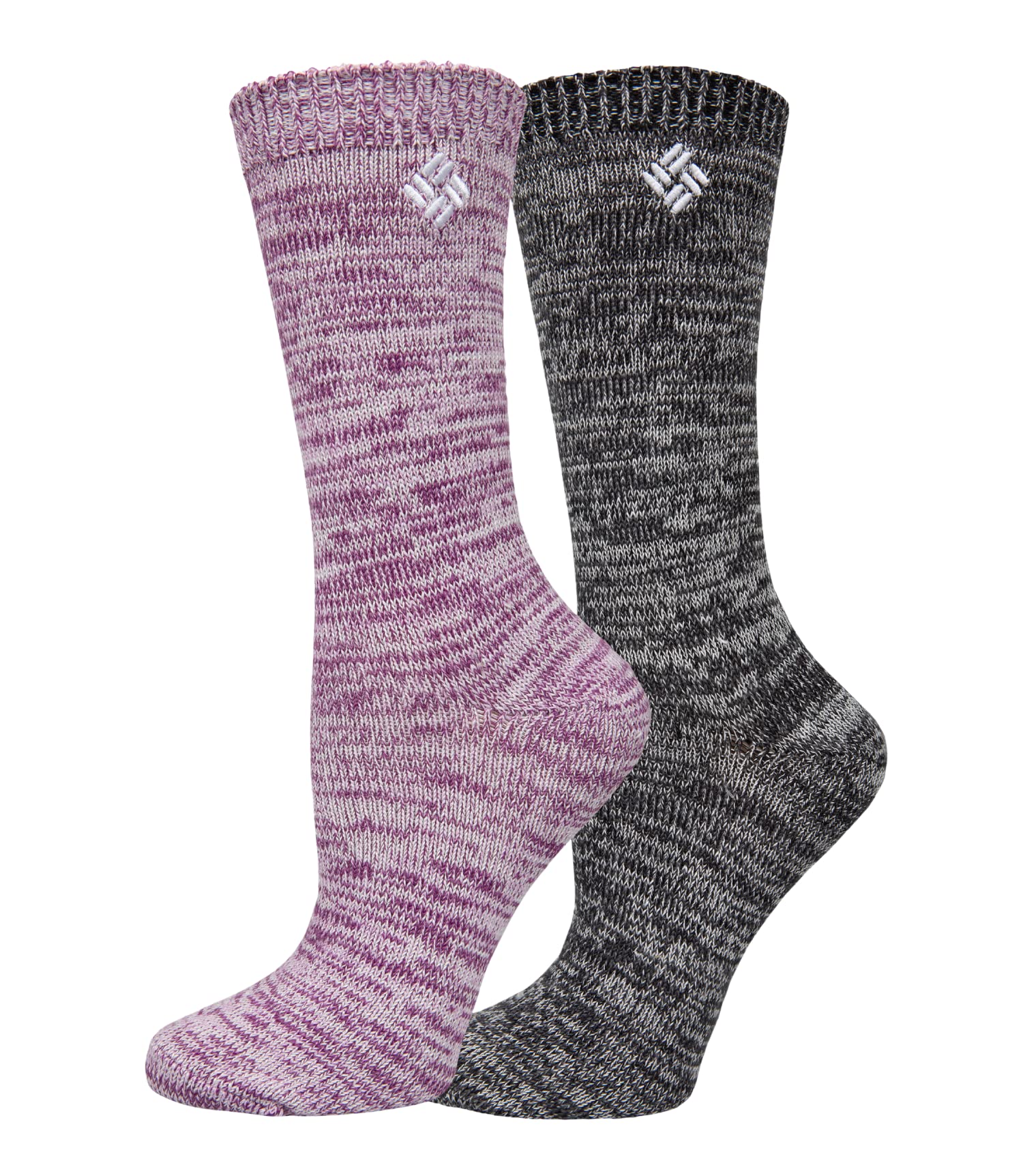 Columbia Womens Medium Weight Thermal Crew Socks, 2-pairs Casual, Haute Pink/Charcoal, 9-11 US