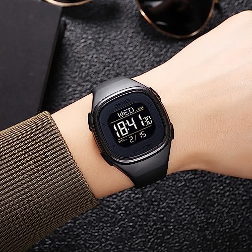 CakCity Mens Digital Waterproof Watch Womens Square Watch Men Wrist Watches Stop Watch with Countdown Timer Dual Time Watch