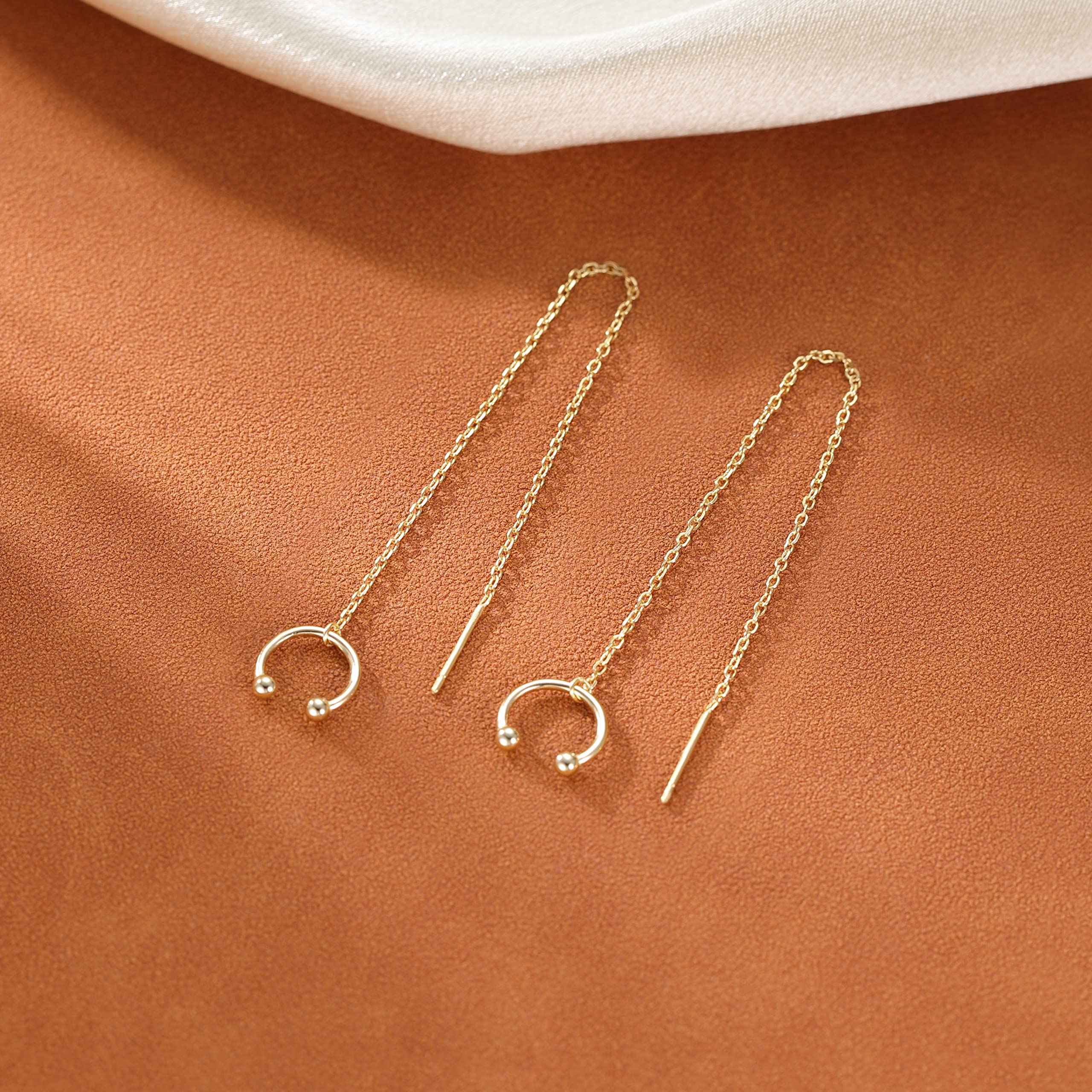 SLUYNZ 925 Sterling Silver Cuff Earrings Chain for Women Crawler Earrings Wrap Climber Earrings Cool Earrings(yellow gold)