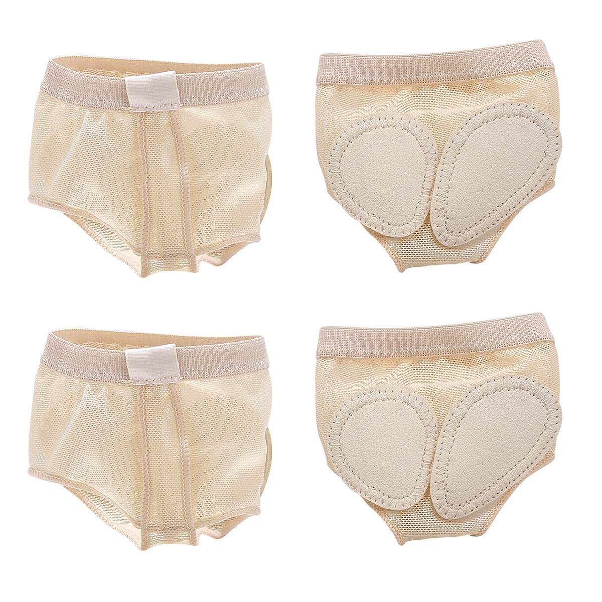 Dance Paws Pad Foot Thongs [2 Pairs] (with a Nylon Bag). Dance Paws, Lyrical Dance Shoes, Yoga Foot wear, Ballet Paws (Light Beige/Light Beige, Small)