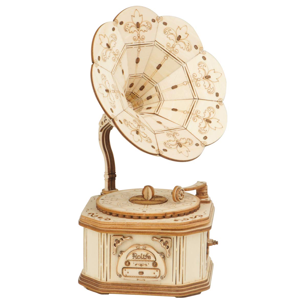 Rolife 3D Wooden Puzzles Gramophone for Kids, 3D Wooden Model Gramophone Building Kits for Adults, Brain Terser Assembly Models, Best Toy Gifts for Adults & Kids to Build Gifts for Birthday