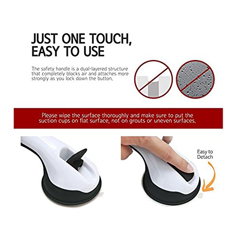 FChome Shower Wall Suction Cup Grab Bars,12 Inches Shower Handle Bar Offers Safe Grip with Strong Hold Suction Cup for Safety Grip Grab in Bathroom,Gray