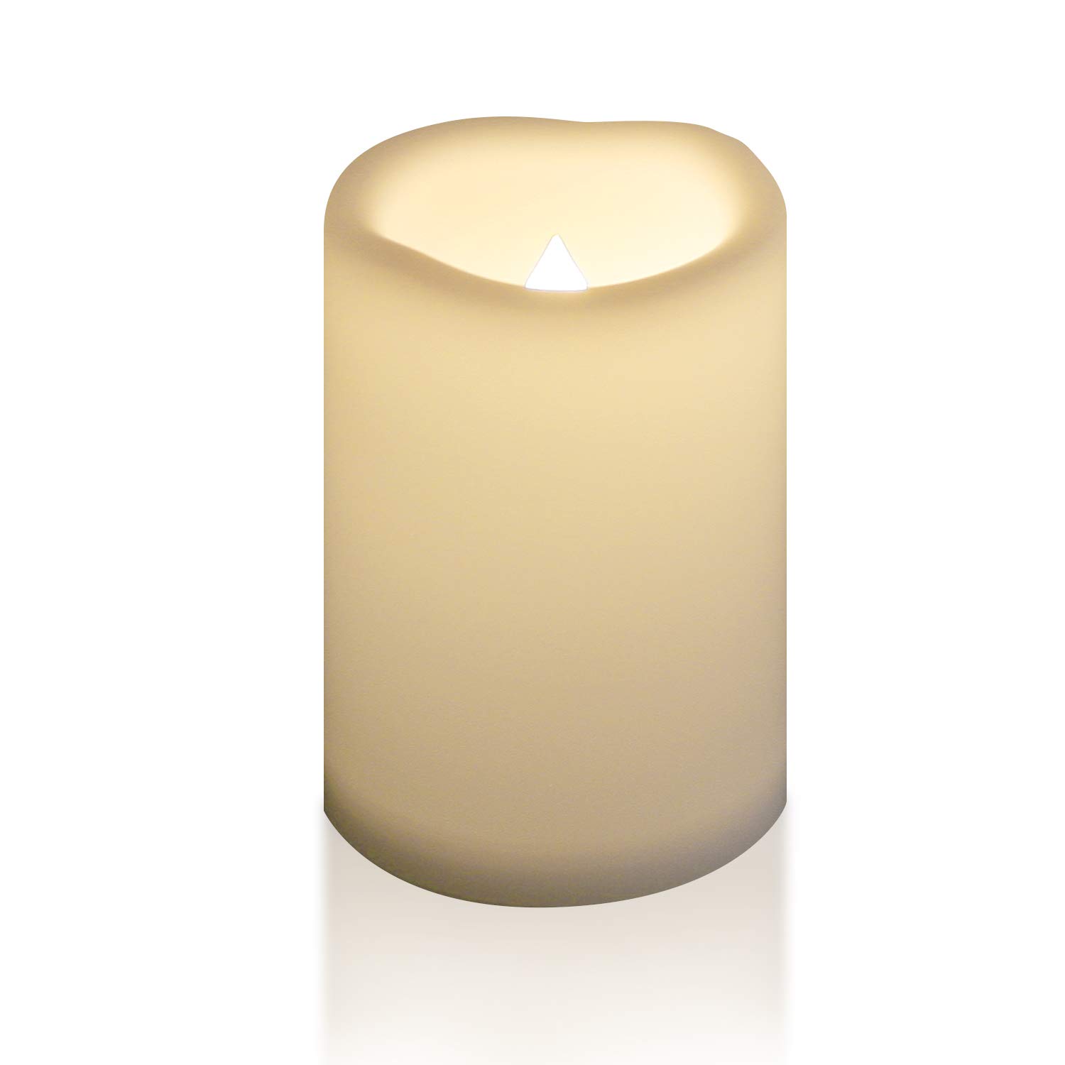 CANDLE CHOICE Waterproof Outdoor Battery Operated Flameless Candle Remote Timer Large Tall White Plastic Realistic Flickering Electric LED Pillar Lantern Garden Wedding Christmas Decorations 4”Dx6”H