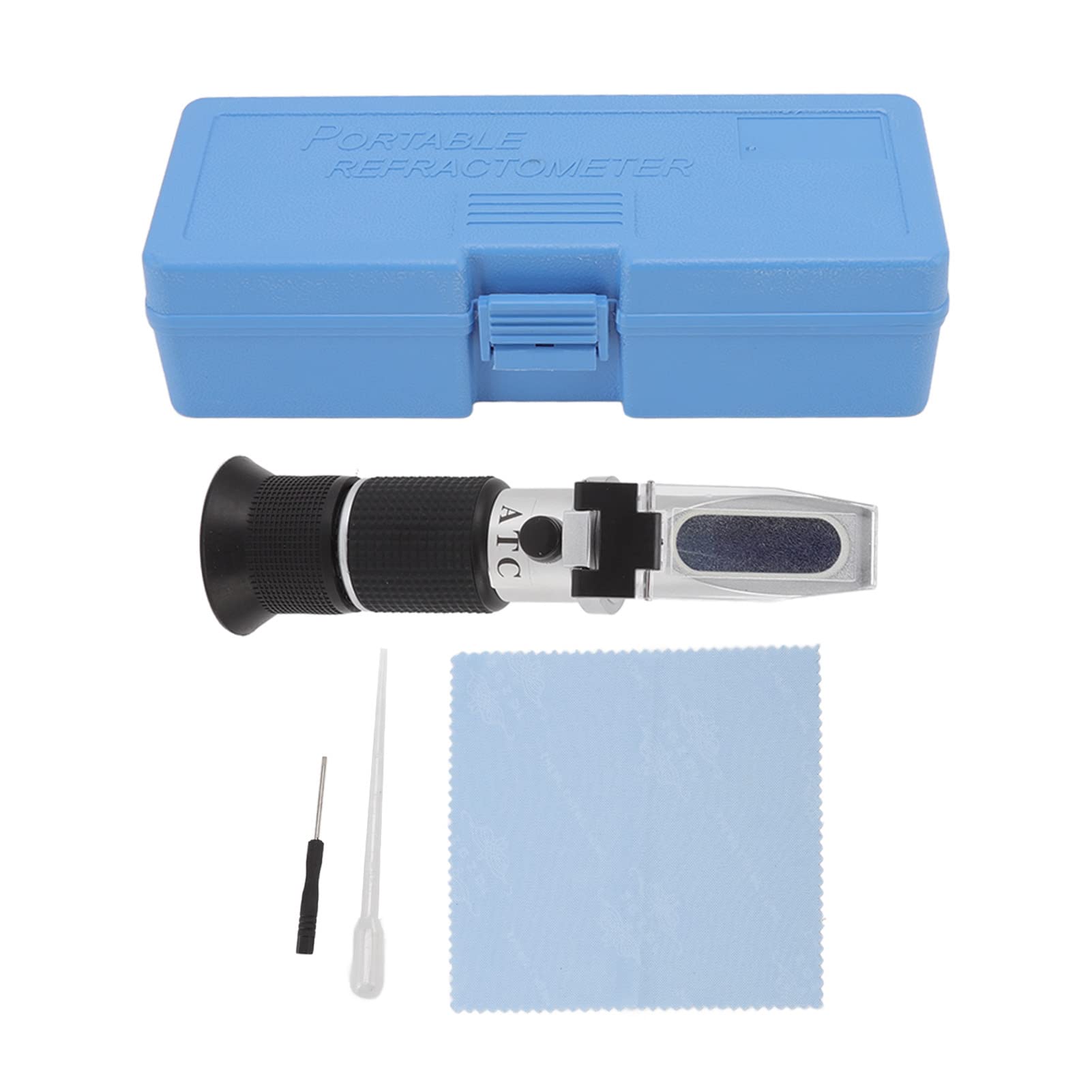 Demeras 3 in 1 Refractometer, Adjustable Eyepiece Calibration Screw High Accuracy Plastic Aluminum Brix Refractometer Cover Plate for Chemistry