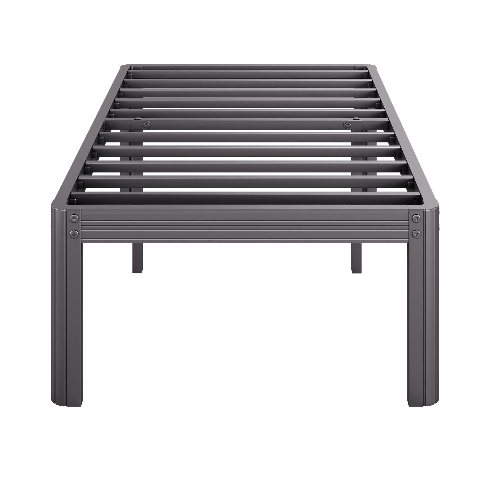 COMASACH 14 inch Twin Bed-Frames with Round Corner and Cylinder Shaped Leg,Support 3000 lbs Non Slip Metal Platform-Bed Frames No Box-Spring Needed, Noise Free Mattress Foundation, Black