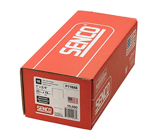 Senco P11BAB 16 Gauge by 1-inch Crown by 3/4-inch Length Electro Galvanized Staples (10,000 per box)