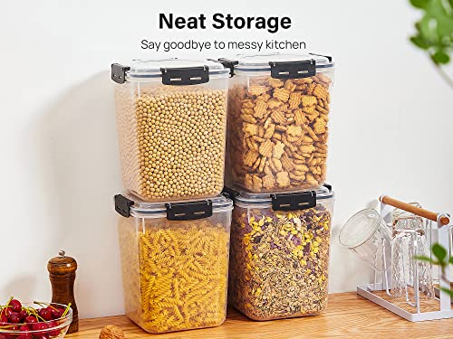 Kootek 5.3L(179Oz) Cereal Containers Storage with Lid for Pantry Organization and Storage, 4pcs Large Airtight Food Storage Containers for Cereal, Flour and Sugar with Pen, Labels, Measuring Spoon