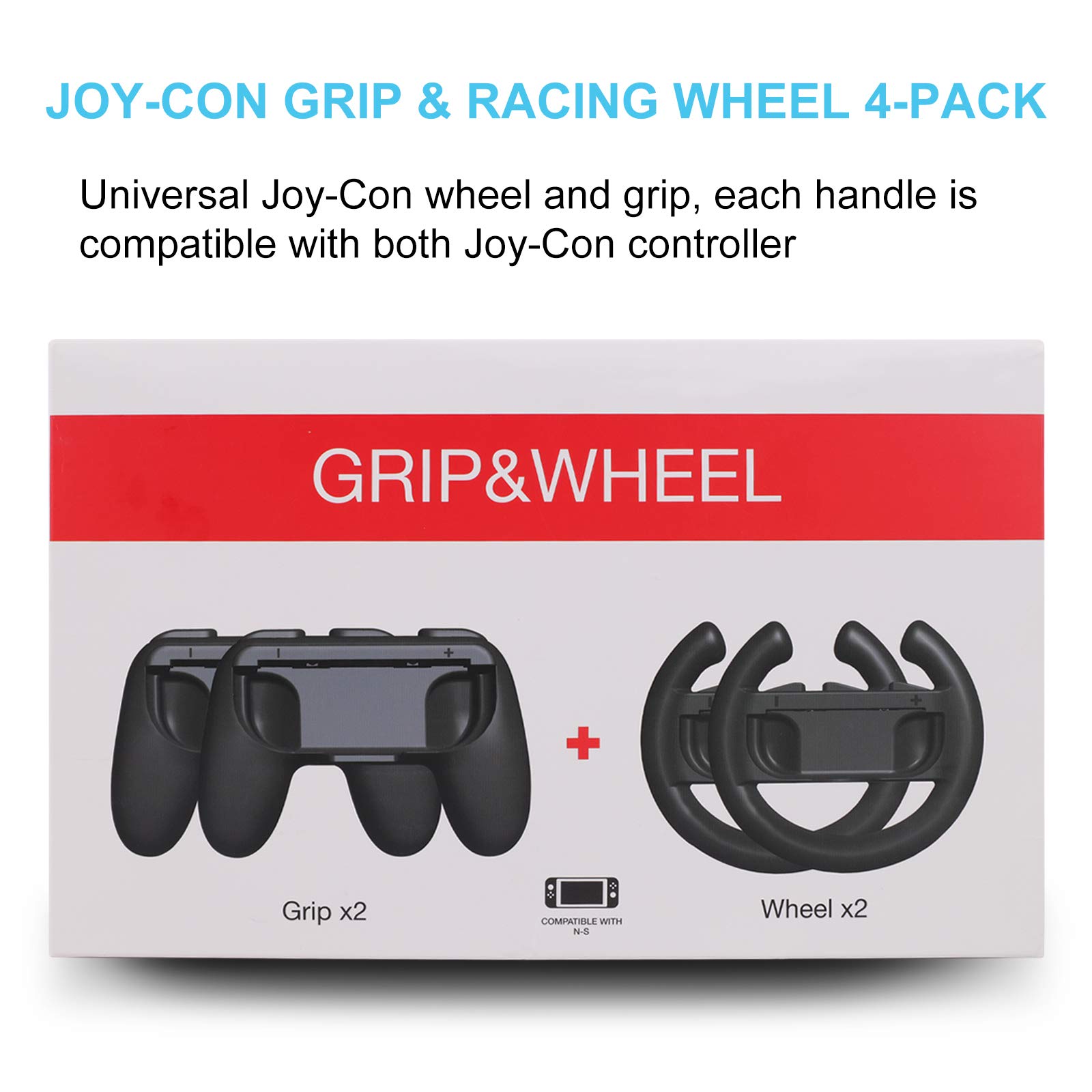 Switch Steering Wheel for Switch Accessories-Gifts for Men Gadgets Accessories for Switch Mario Kart Racing Game, Racing Wheel 4 Packs Lightweight Gadgets With Comfort Handle for Family Party