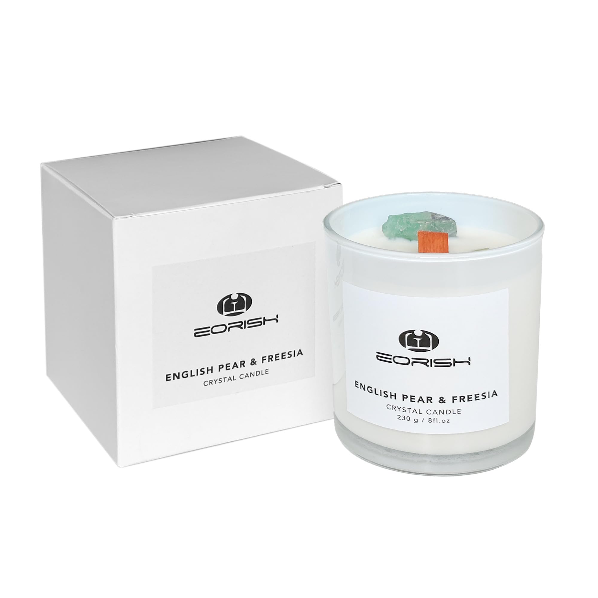 Candles with Crystals Inside, Healing Crystal Candles, Natural Candle for Home Scented, Pear & Freesia Scented Aromatherapy Candle Gift for Women