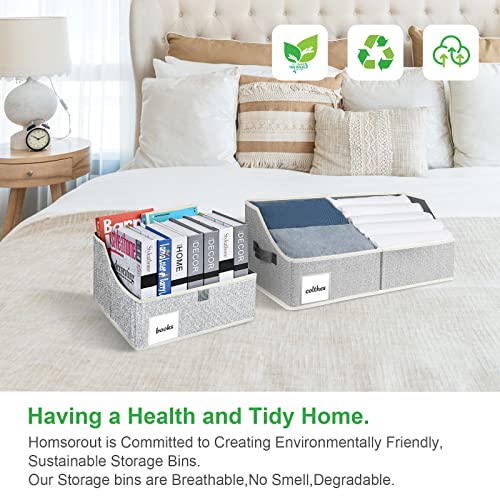 homsorout Storage Bins, 3 Pack Fabric Bins baskets for Closet Organization, Cube Storage Organizer Bins for Clothes, Toys, Books, Office Supplies, Grey