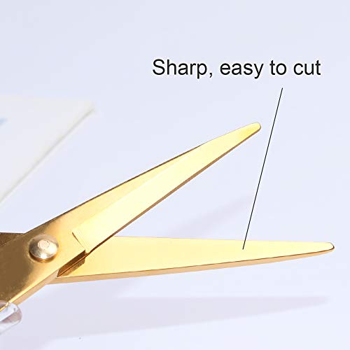 Koqye Multipurpose Scissors Acrylic Stainless Steel 6.3" Scissors Stylish Sharp Shears for Fabric Craft Supplies (Gold)