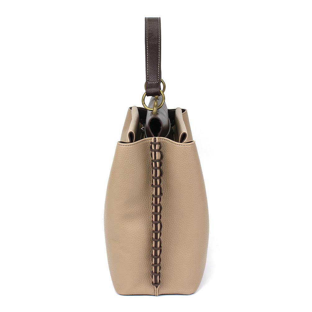CHALA Charming Satchel with Adjustable Strap - Metal Sunflower - Taupe