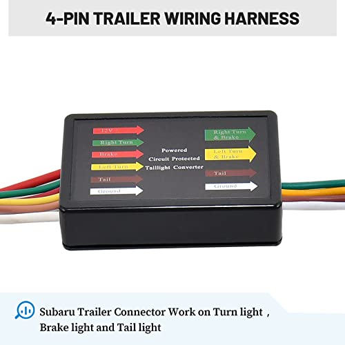 RED WOLF 4 Pin Trailer Wiring Harness Connector for Subaru Forester 2009-2020, Outback 2010-2022, Crosstrek 2013-2015, Ascent 2019-2022 Add 4 Way Towing Wire Cable Extension Plug for Towing