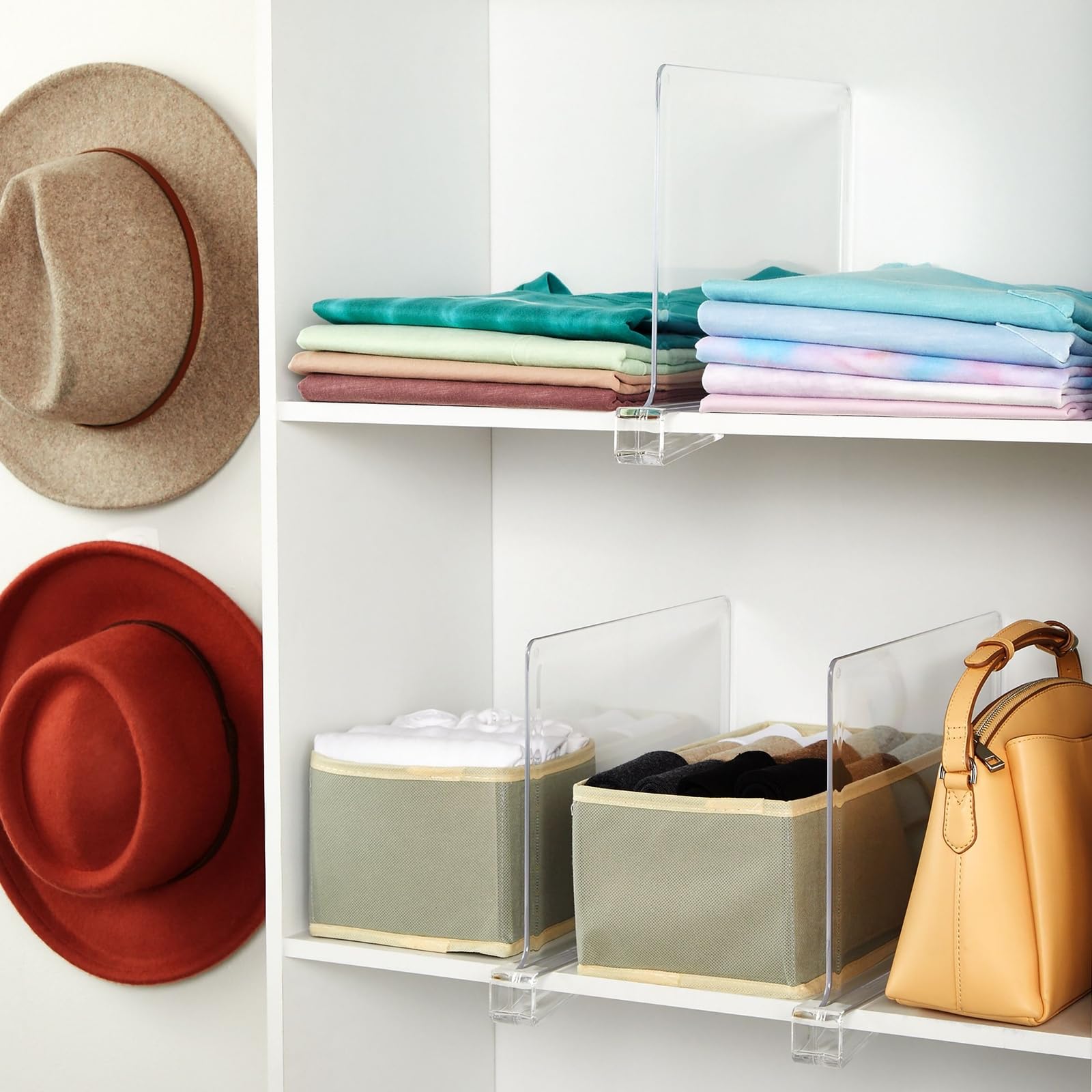 Juvale 6 Pack Clear Shelf Dividers for Closet Organization, Clothes Dividers for Shelves (8.25 x 11 in)