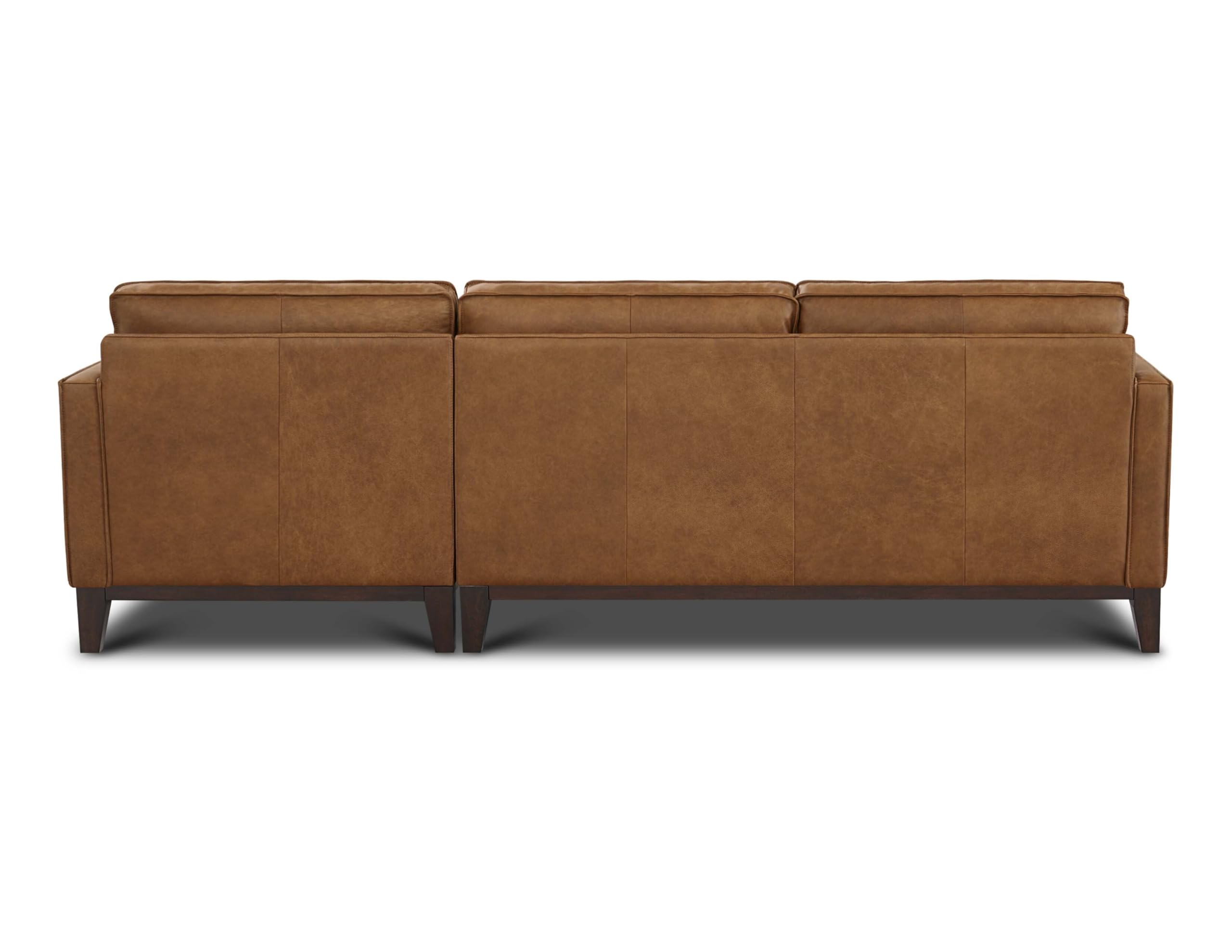 Pimlico 100 Percent Top Grain Leather L-Shaped Sectional with Chaise, Right Arm Facing, Brown