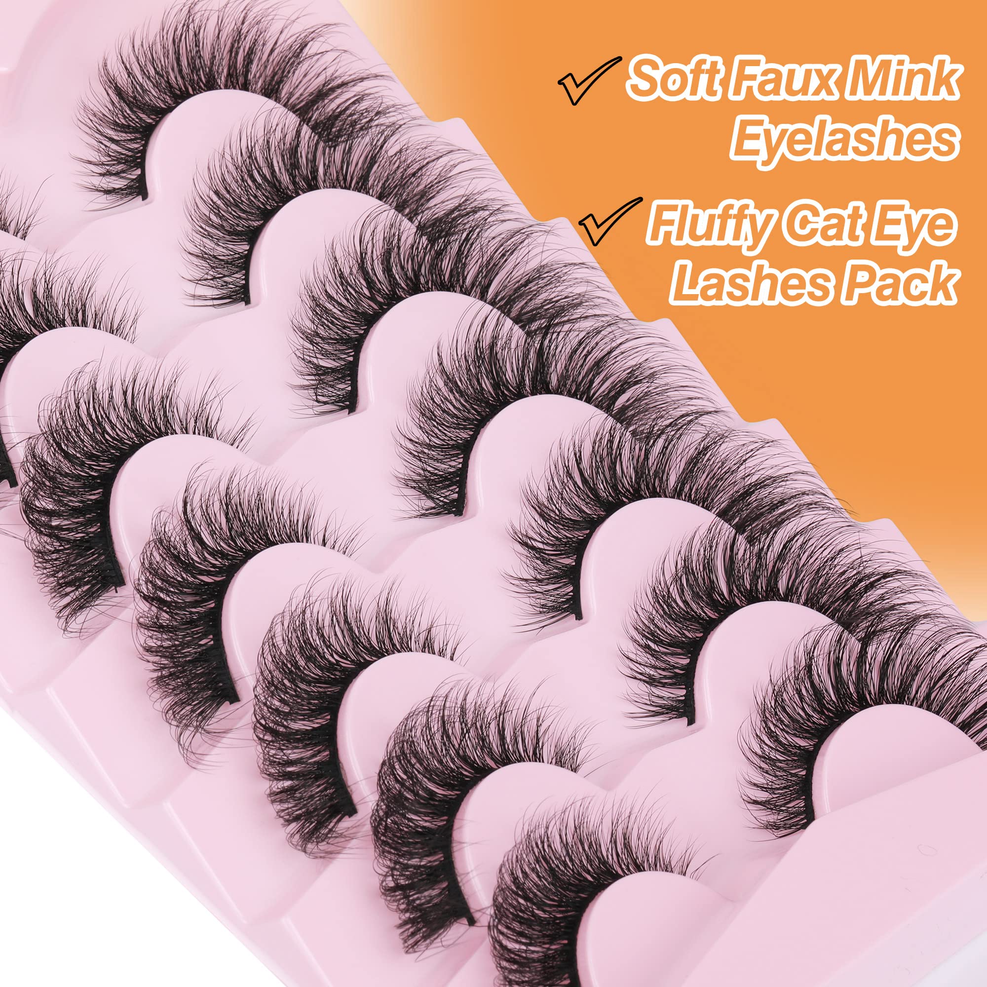 Fluffy False Eyelashes Wispy Fox Eye Lashes Mink Eyelashes Natural Look Fake Lashes that Look Like Extensions by Eefofnn