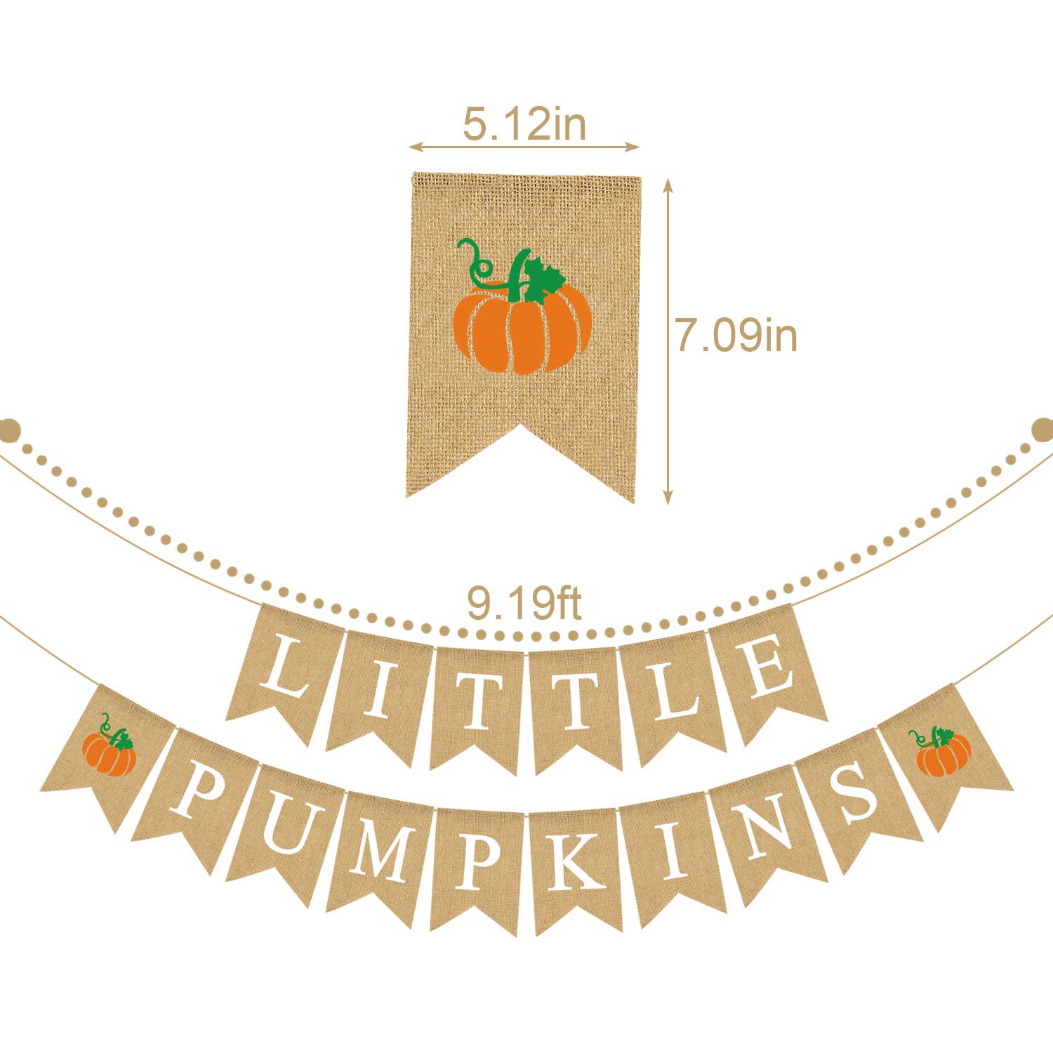 Jute Burlap Little Pumpkins Banner Fall Twins Baby Shower Gender Reveal Party Garland Decoration