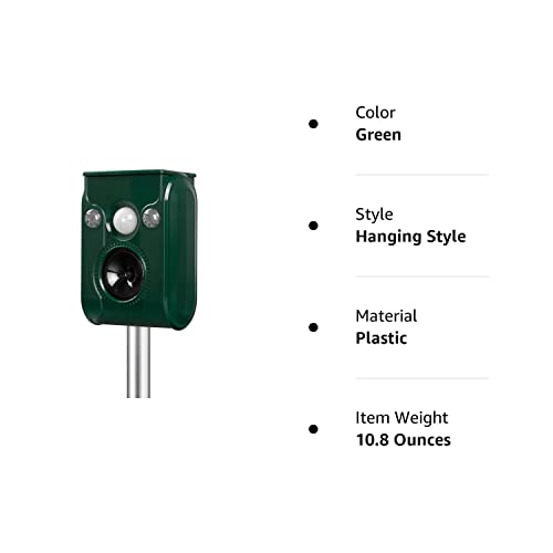 FAYINWBO Latest in 2022 Ultrasonic Animal Repeller.Cat Repellent Outdoor ,Solar Animal Repeller. with Flashing LED Lights Siren Green T01 0