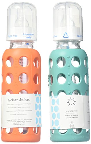 Lifefactory Glass Baby Bottles Kale and Papaya 9oz 2pk