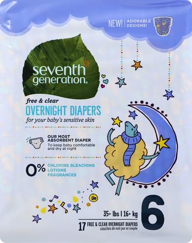 Seventh Generation Overnight Diapers - Size 6 - 17 ct