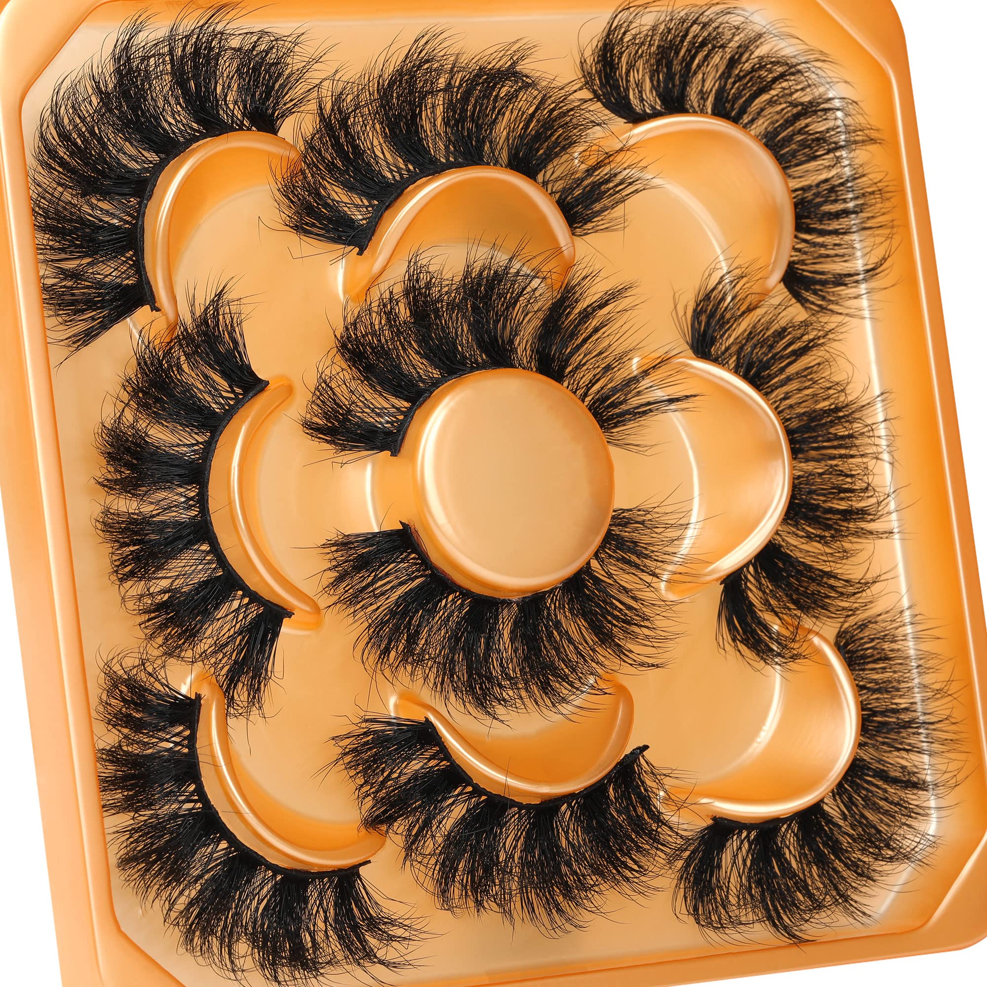 Fluffy Mink Lashes 22 MM Long Thick Eyelashes Wispy Dramatic Faux Mink Lashes Extensions ALPHONSE 8D Volume D Curl Curly False Eyelashes Pack 5 Pairs