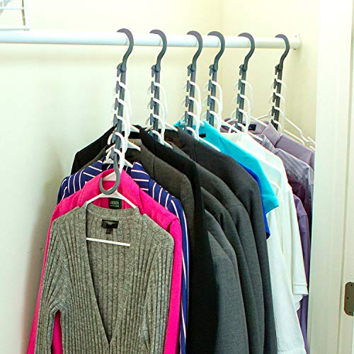 Wonder Hanger Max Pack of 10 Organizer, Triples Clothes-Hanger Space for Wrinkle-Free Clothes, Space-Saving Closet-Organization Hangers, Fully Assembled, Grey