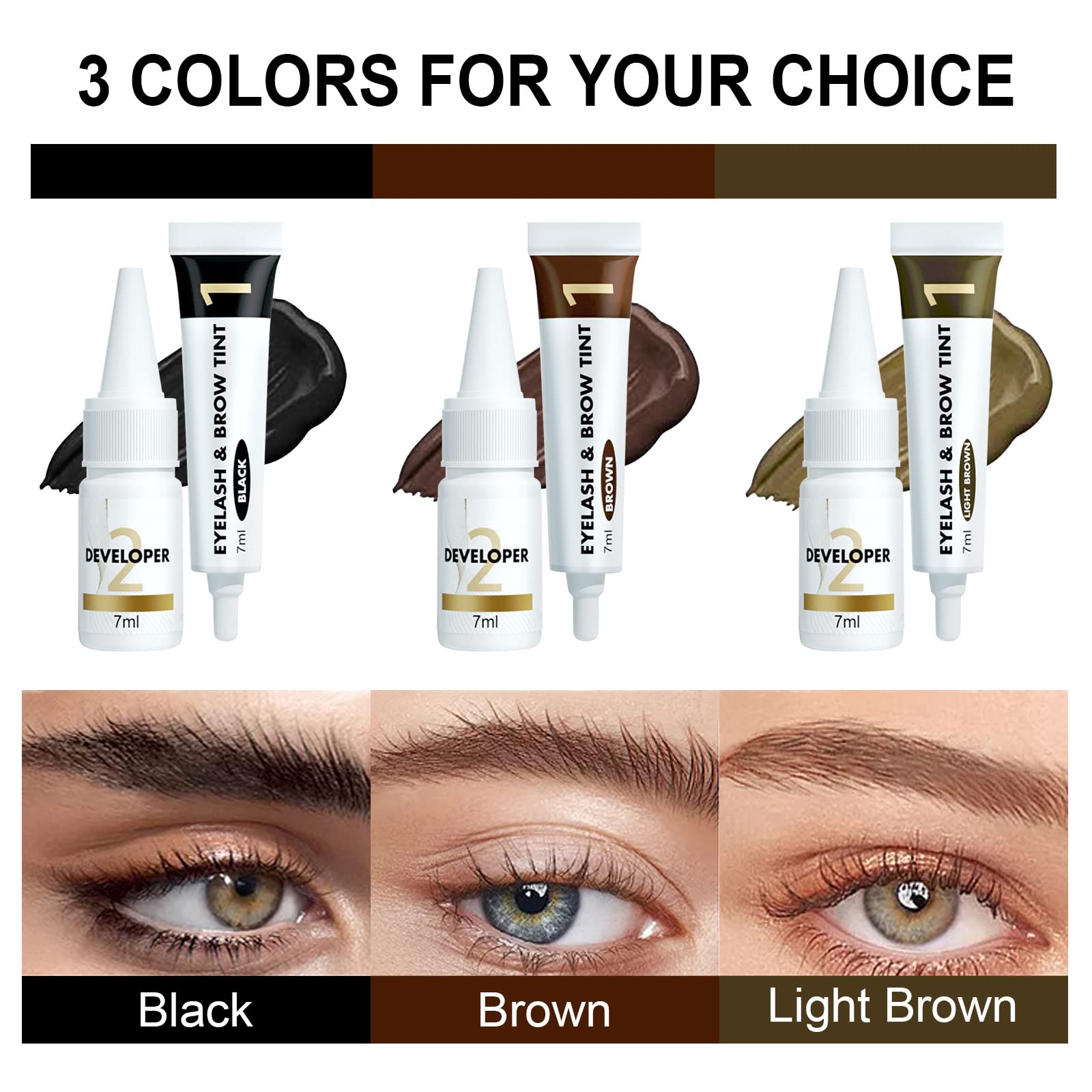 Eyebrow & Eyelash Color Kit, Eyebrow Ti-ηt & Eyelash Ti-ηt, Suitable for Salon & Home Use (Dark Brown)