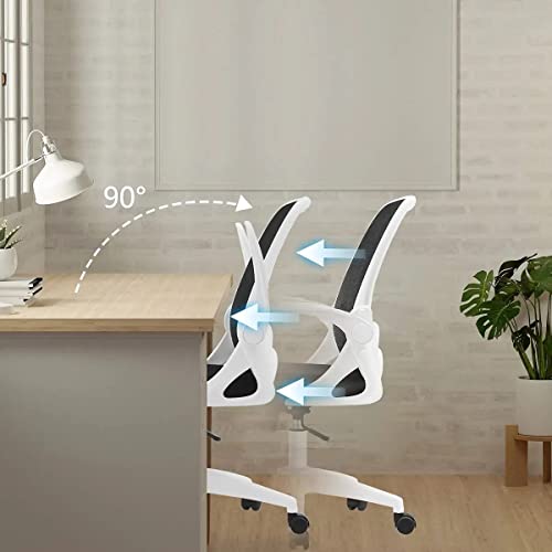 FelixKing Office Chair, Ergonomic Mesh Desk Chair with Adjustable Height, Swivel Computer Rolling Task Chair with Lumbar Support and Flip-up Arms, Conference Room White