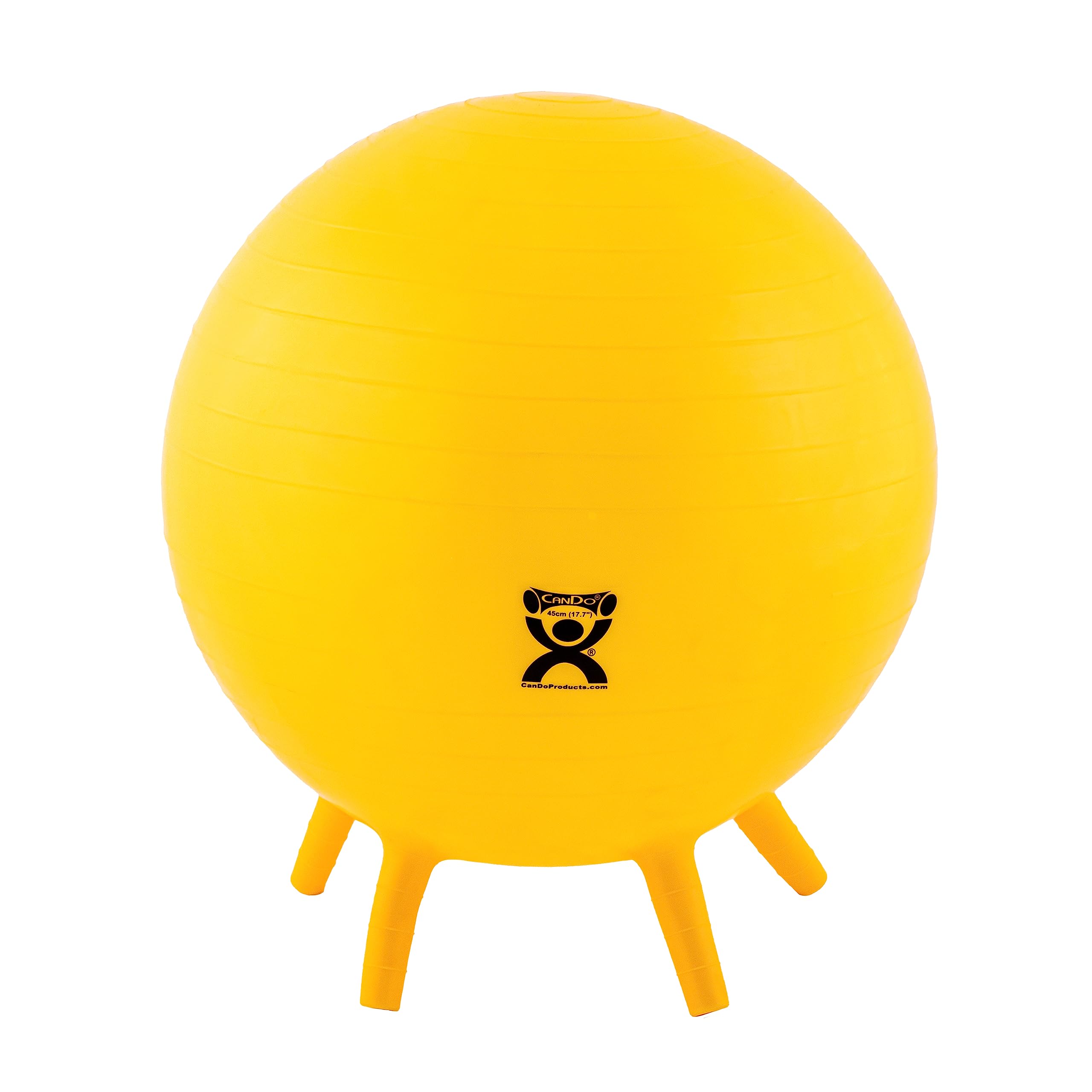 CanDo 30-1891 Non-Slip Inflatable Exercise Ball with Stability Feet for Exercise, Workout, Core Training, Yoga, Pilates, Active Sitting in Gym, Office, Home or Classroom. Yellow 18"
