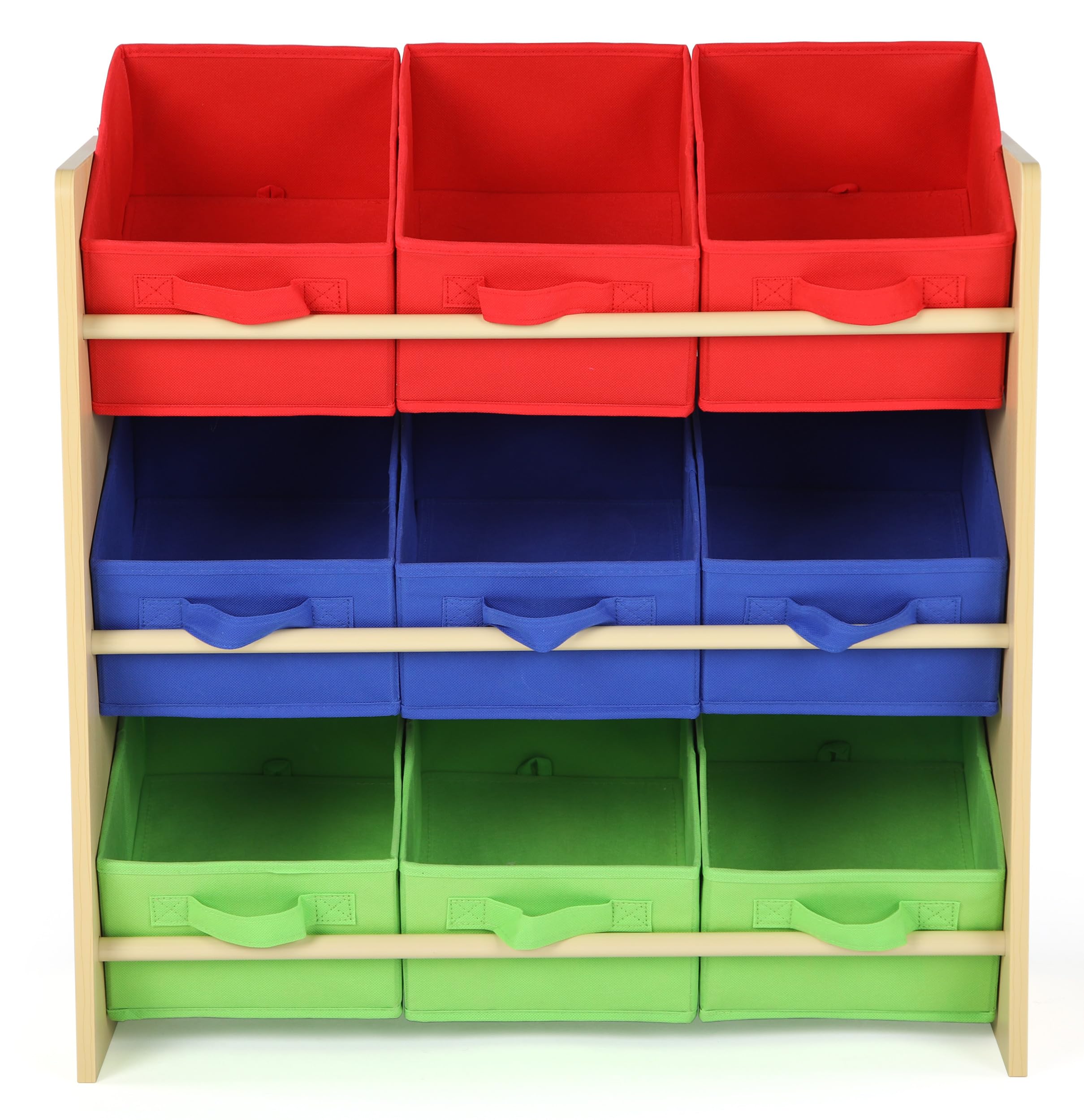Humble Crew Kids Toy Organizer with 9 Fabric Storage Bins, 24" Tall, Primary