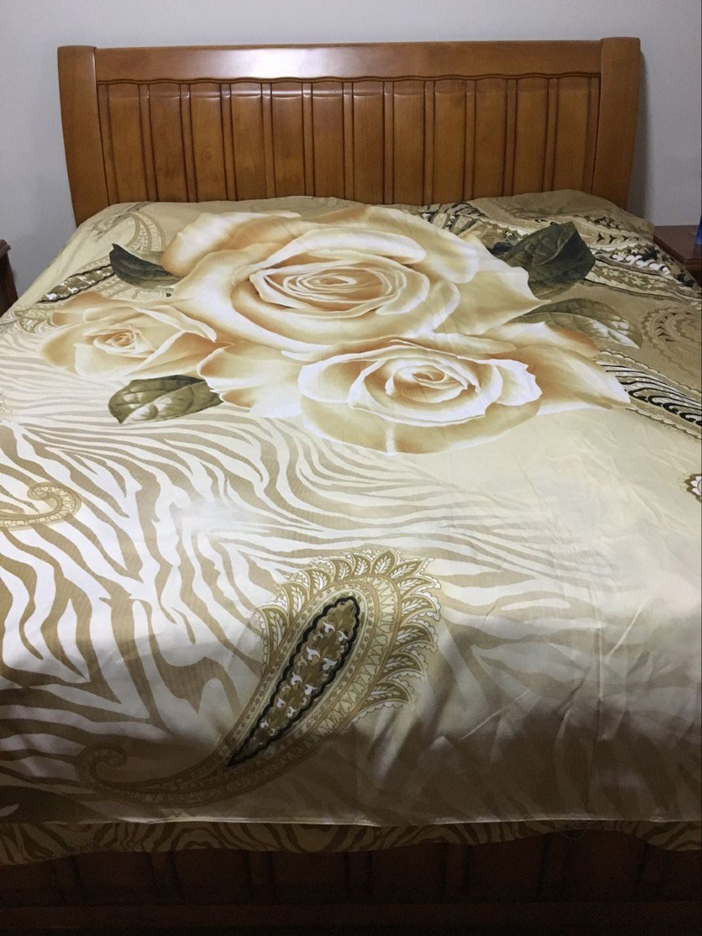 HomeABC 3D Rose Print Bedding Set Cover Sets Queen Size Yellow
