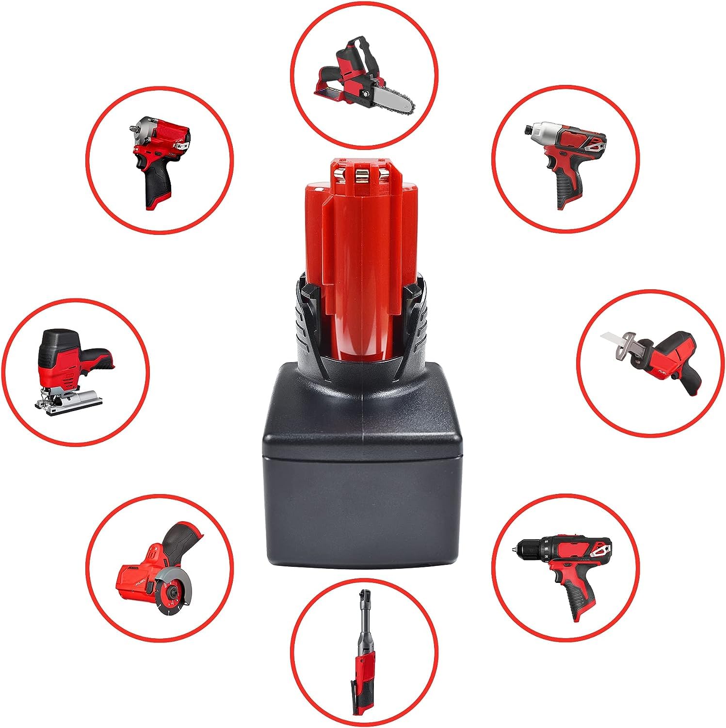 CHAUNVEN Battery 12V 9.0Ah M12 Battery Replacement for Milwaukee M12 Battery 48-11-2440 48-11-2402 48-11-2411 fit M12 12-Volt Cordless Tools 2 Pack