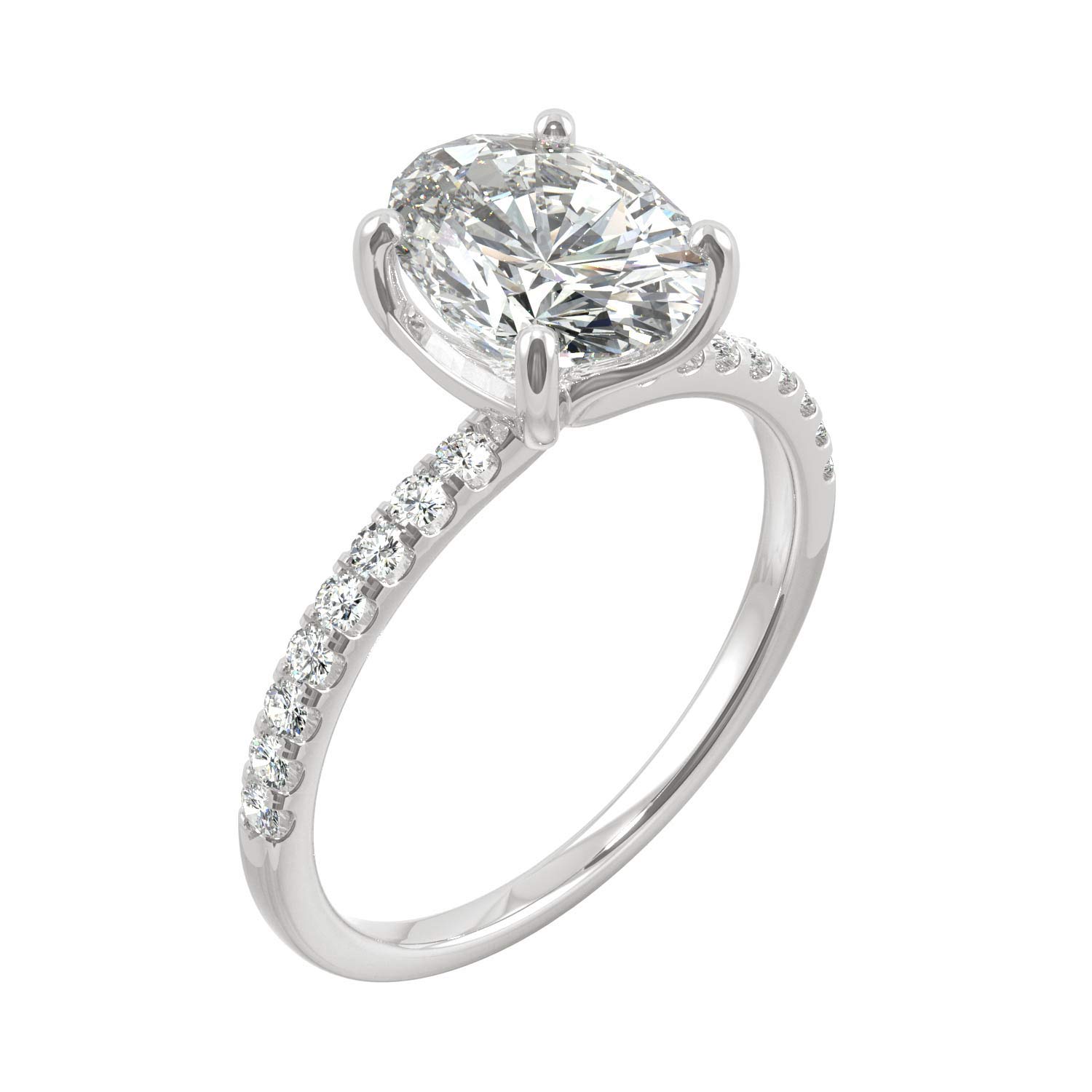 Charles & Colvard Created Moissanite 9x7mm Oval Cut Engagement Ring for Women | 2.34 cttw DEW | Lab Grown | Solid 14K White Gold with Rhodium | Size 6