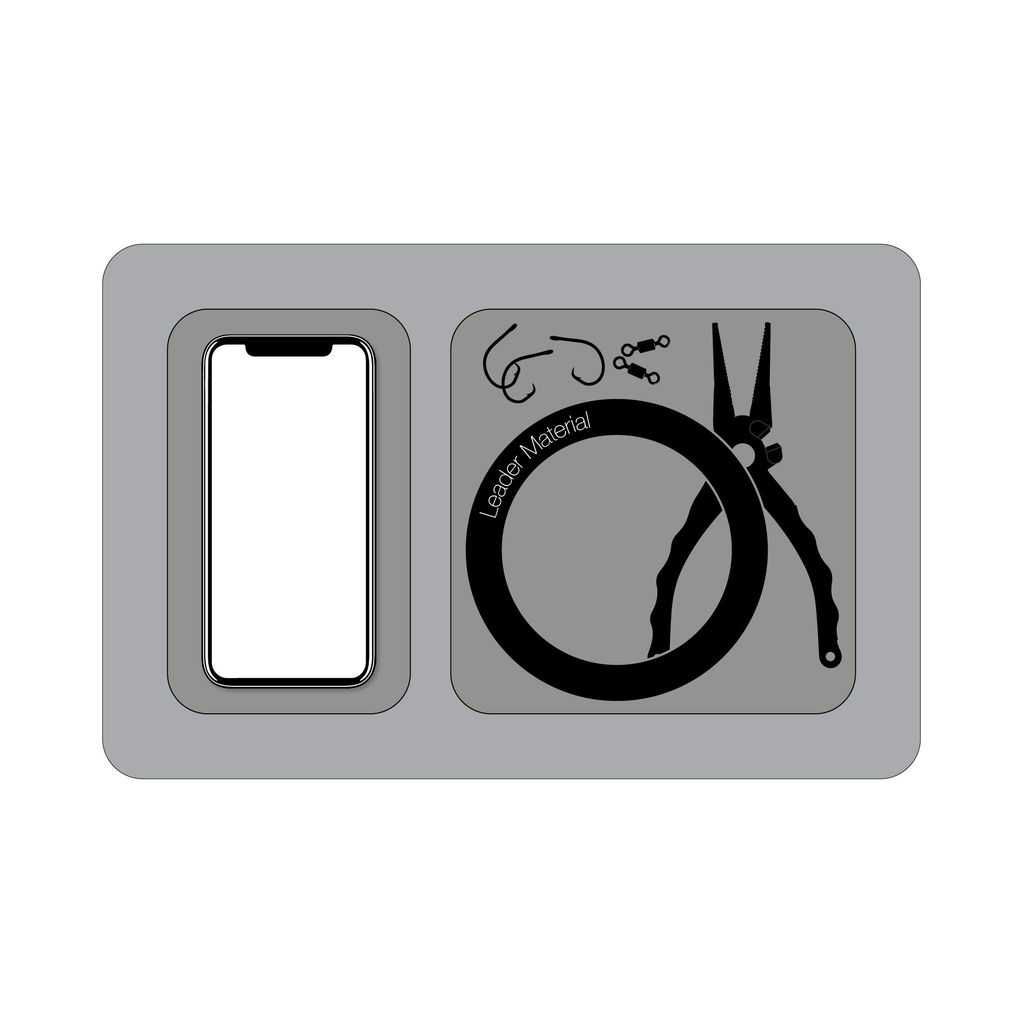 Castaway Customs SeaDek Foam | Cell Phone & Accessories Boat Dash Holder | 3M Adhesive Backing | Separate Compartments for Cell Phones & Fishing/Boating Tools | Durable Accessory Holder | Storm Gray