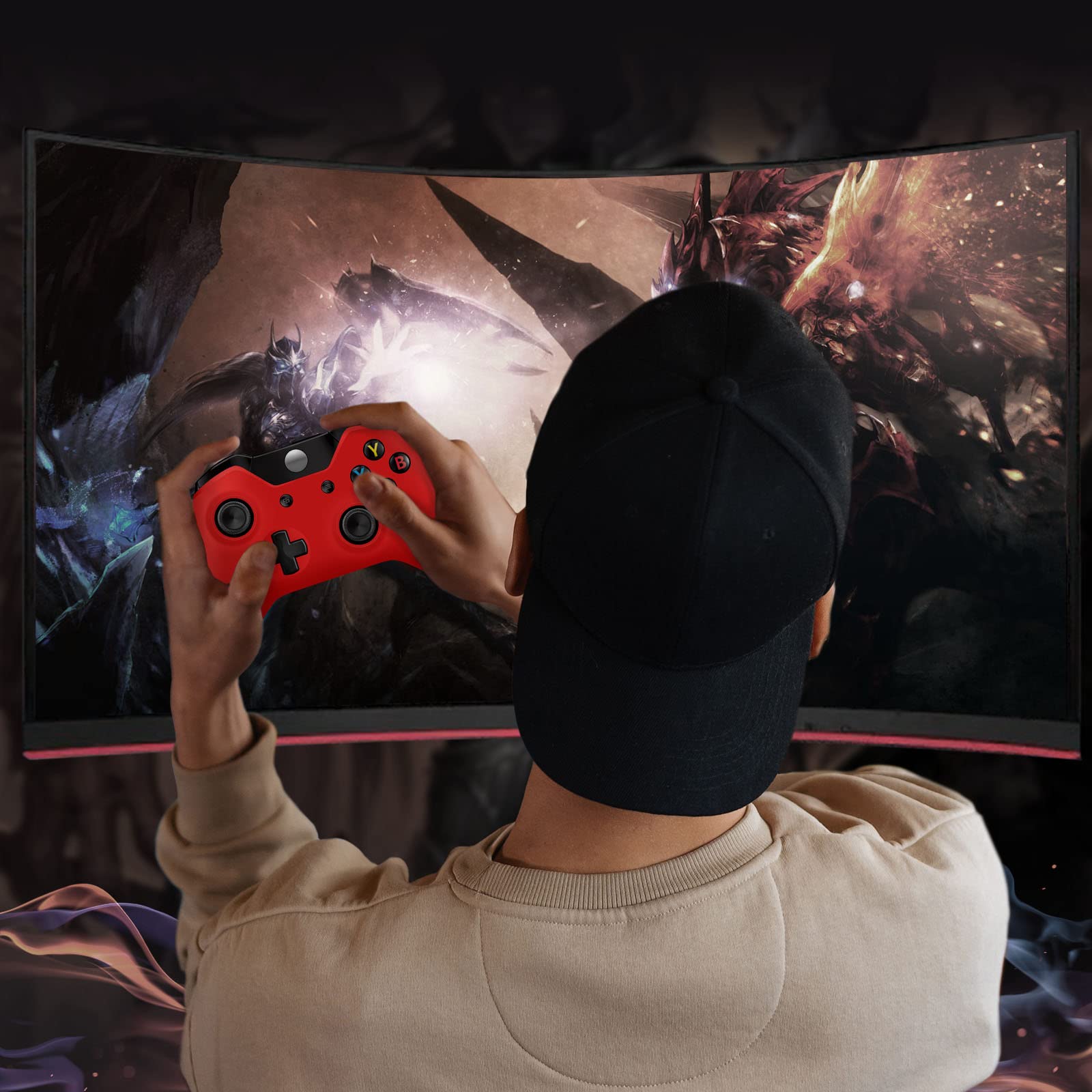 Custom Wireless 2nd PC Game Controller with 3.5mm Audia Jack Compatible with Xbox one/ One S/X, Xbox Series X/S and Windows (Red)