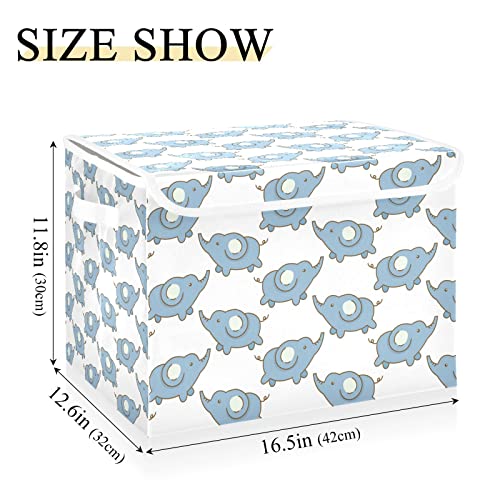 innewgogo Cute Animals Elephant Storage Bins with Lids for Organizing Storage Baskets with Handles Oxford Cloth Storage Cube Box for Car