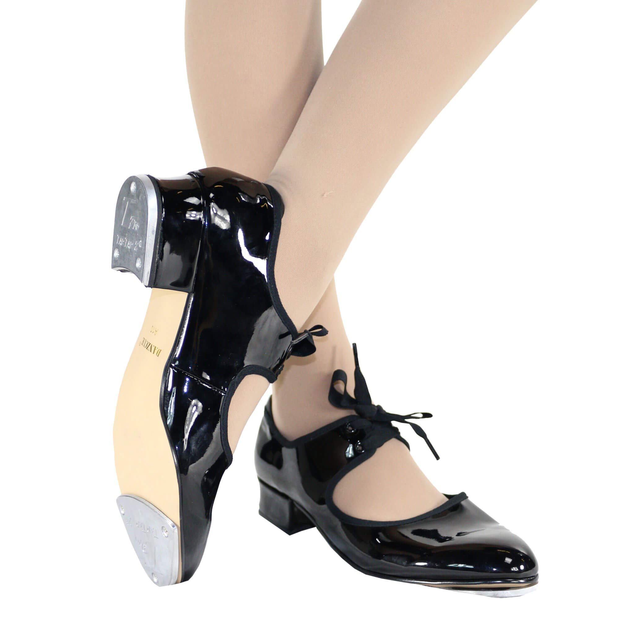Danzcue Adult Patent Flexibale Tap Shoes, Black, 3.5 M