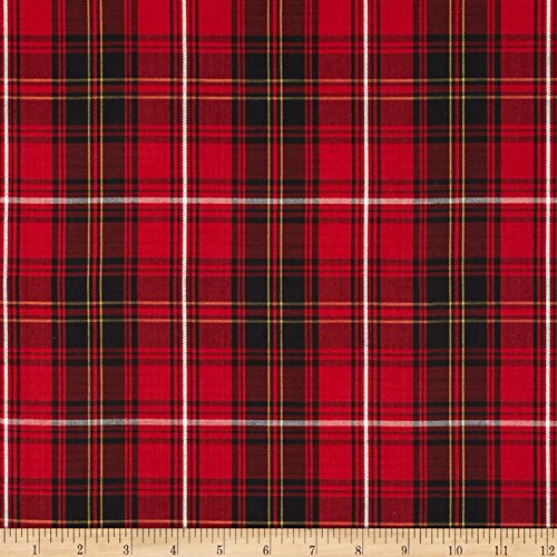 House of Wales Lawn Plaid Red, Fabric by the Yard