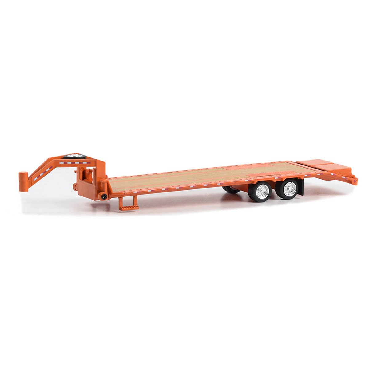 Gooseneck Trailer Orange with Red and White Conspicuity Stripes Hobby Exclusive Series 1/64 Diecast Model Car by Greenlight 30486