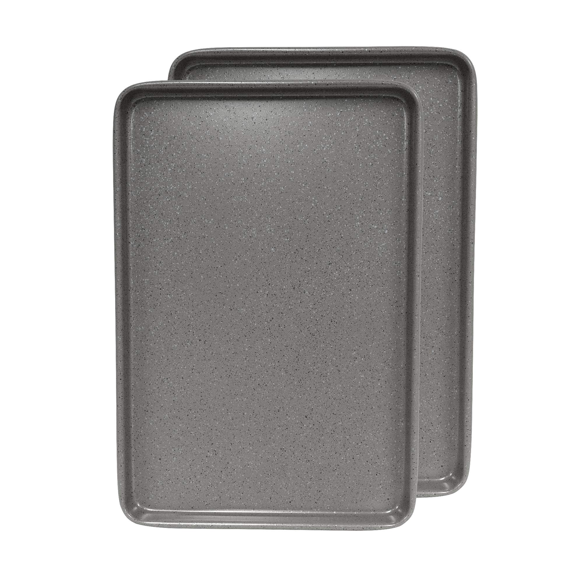 casaWare 2pc Ultimate Commercial Weight 15 x 10 x 1-Inch Cookie Sheet Set (Silver Granite)